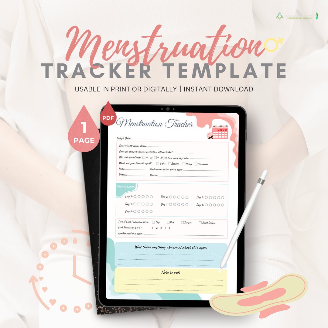 Menstruation Tracker Printable Digital PDF Download - Etsy