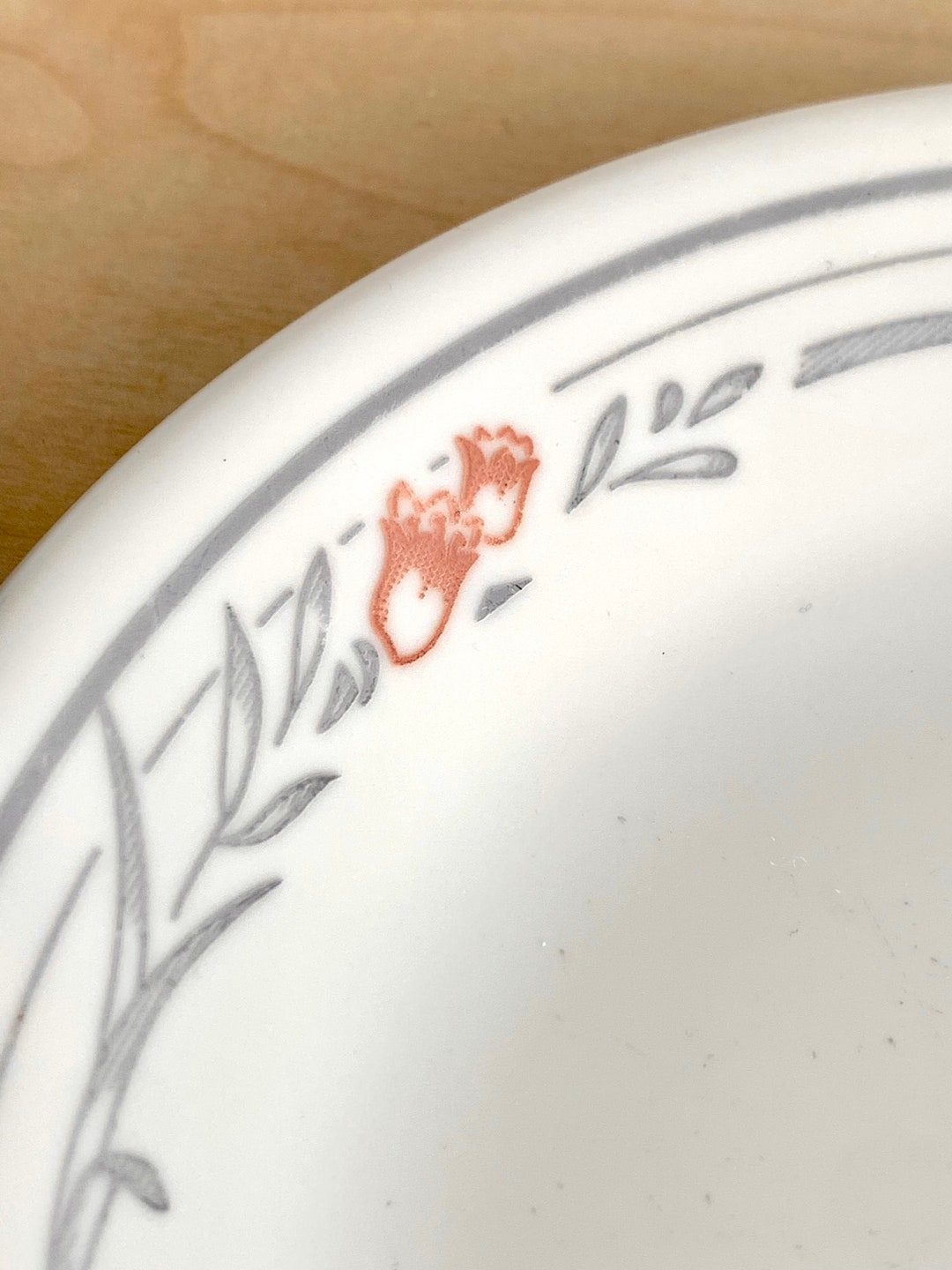 Corelle Rose (pink Flowers & Gray Lines) Bread and Dessert Plates - 6-3 ...