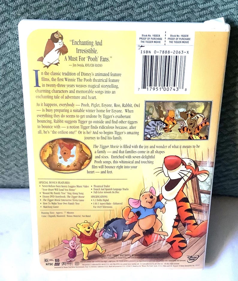 Disneys ,the Tigger Movie, DVD, 2000, With Winnie ,the Pooh - Etsy