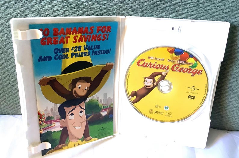 Curious George DVD Will Ferrell and Drew Barrymore - Etsy