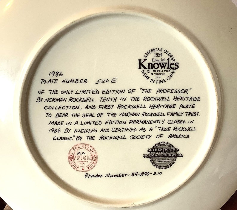 Vintage 1986 Norman Rockwell Heritage Series the Professor Plate - Etsy