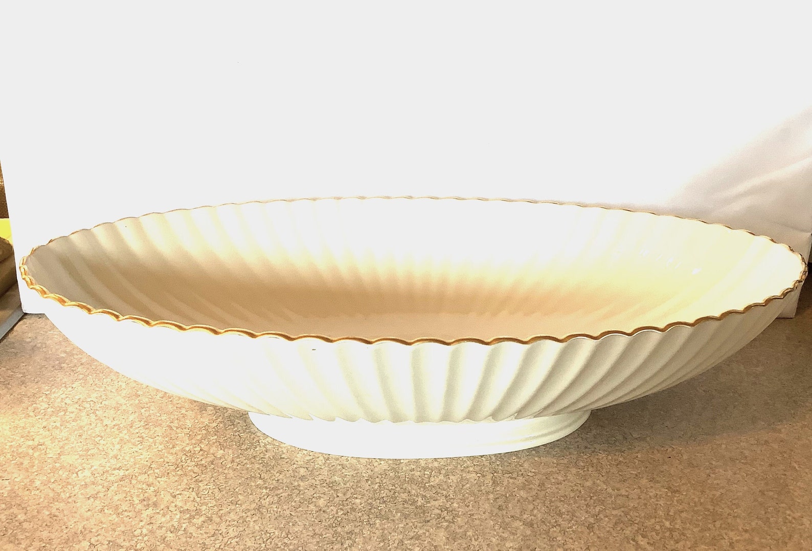 Vintage Lenox Porcelain Pedestal Bowl / Rippled 22K Gold Trim / Luxury ...