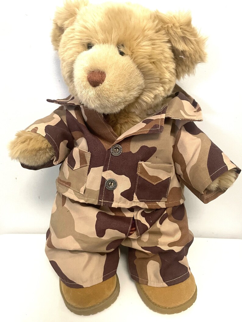 Vintage Build a Bear 16” Teddy Bear Plush Stuffed Animal Military Army ...