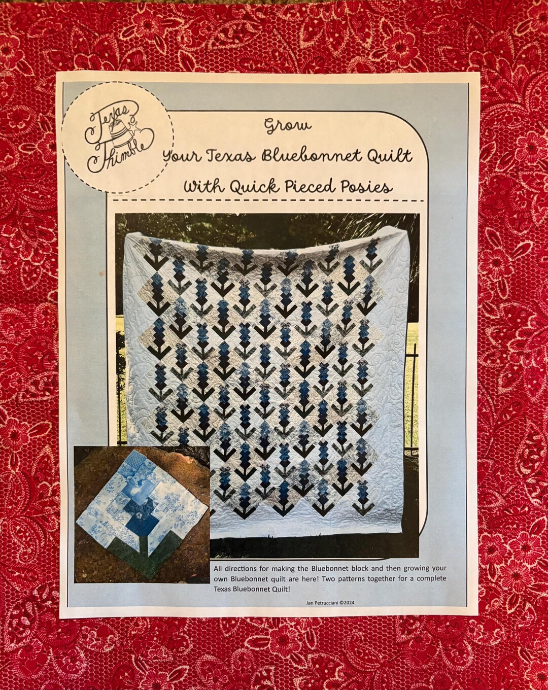 Texas Bluebonnet Quilt Block Pattern: Flower Quilt (digital Download ...