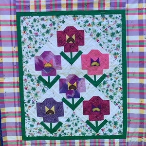 Pansy Quilt Pattern, Easy Sewing Flower Block Instructions (PDF Pattern ...