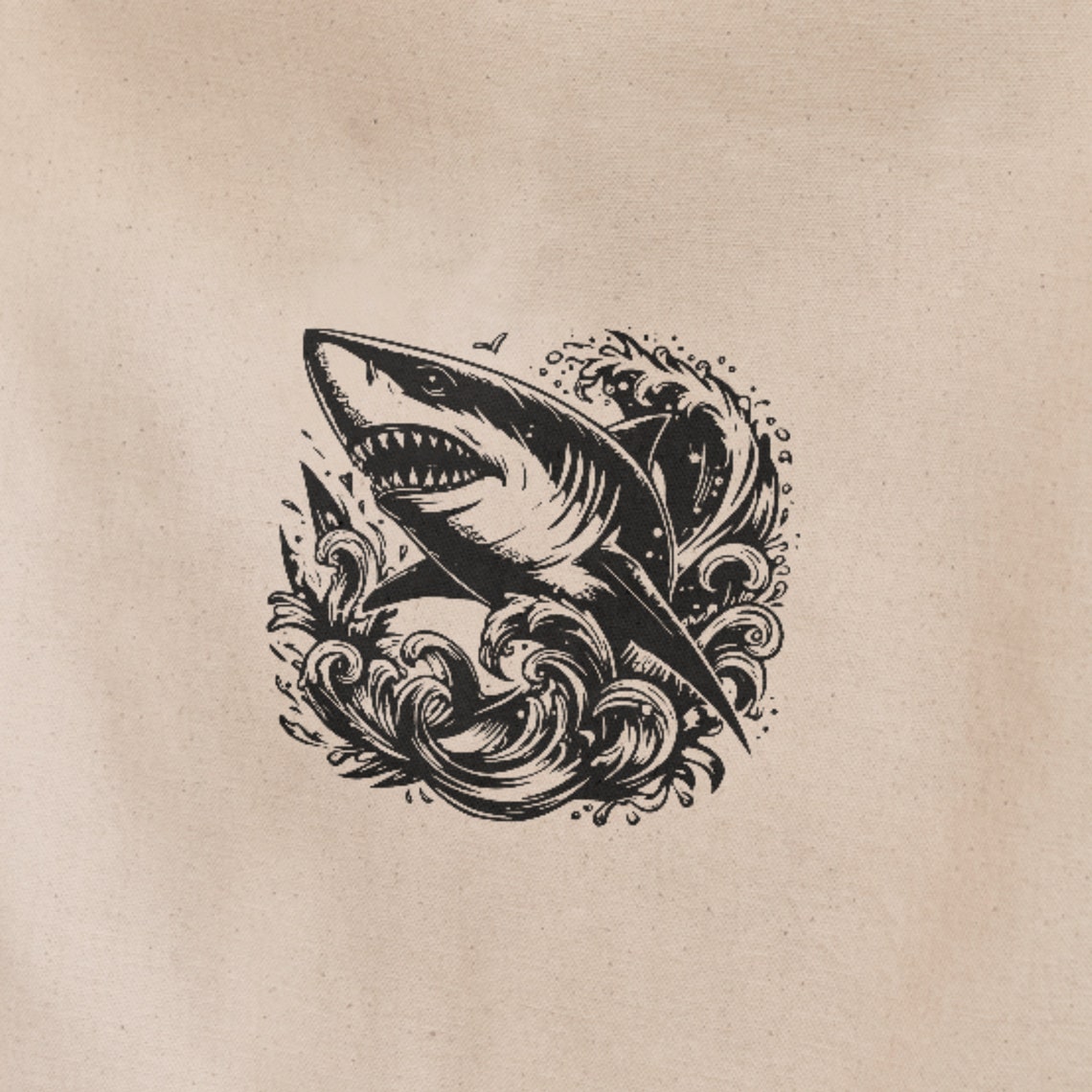 Shark and Ocean Wave Engraving File for Laser _ Shark SVG _ Ocean ...