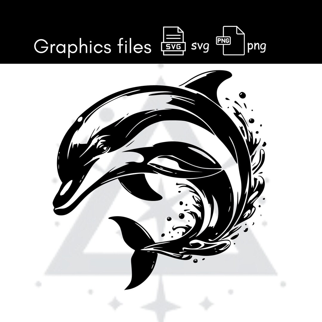 Dolphin Graphic _ PNG SVG Vector for Laser Engraving, T-shirts, Bags ...