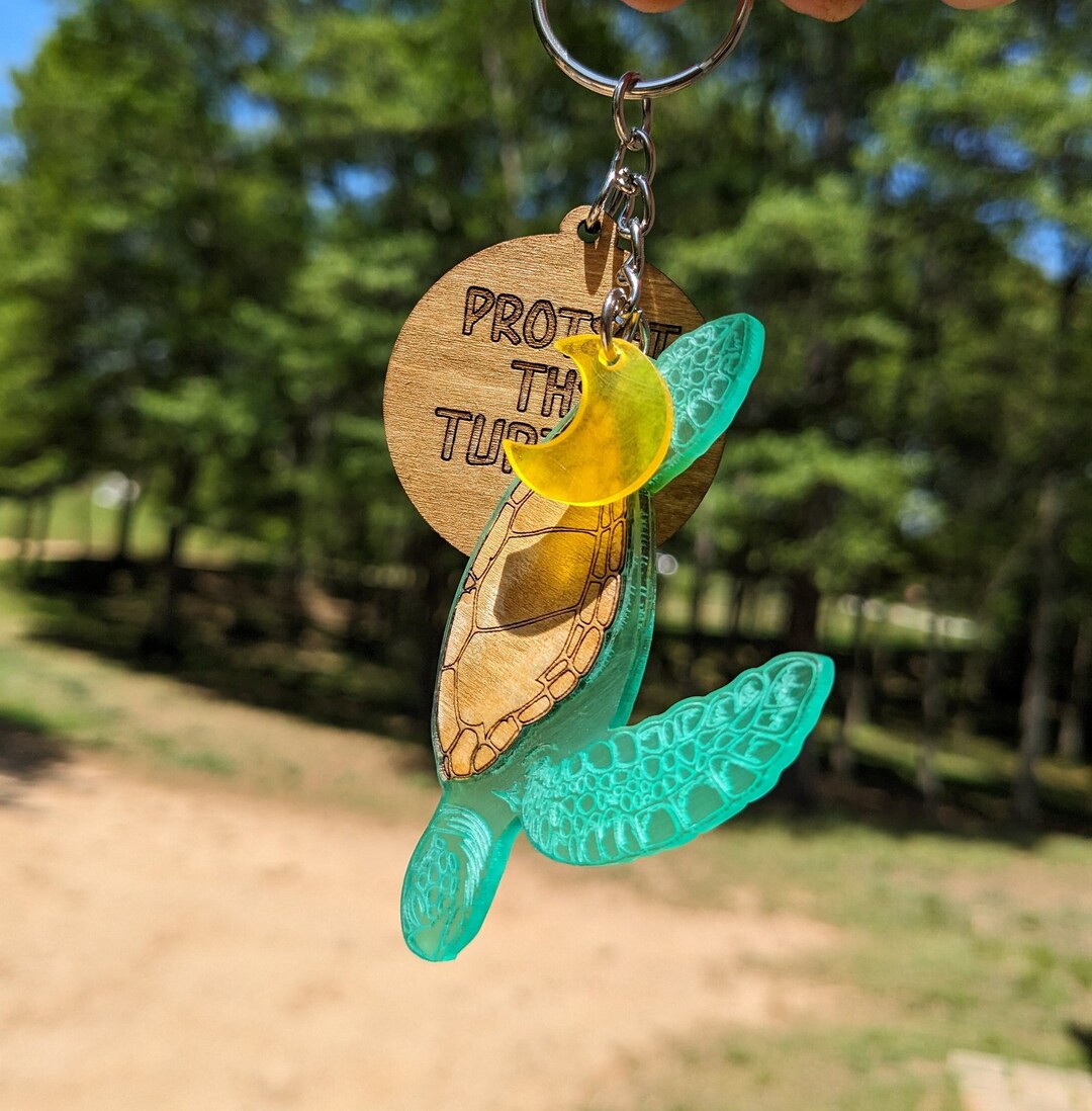 Save the Turtles Keychain _ Green Cute Keychain - Etsy