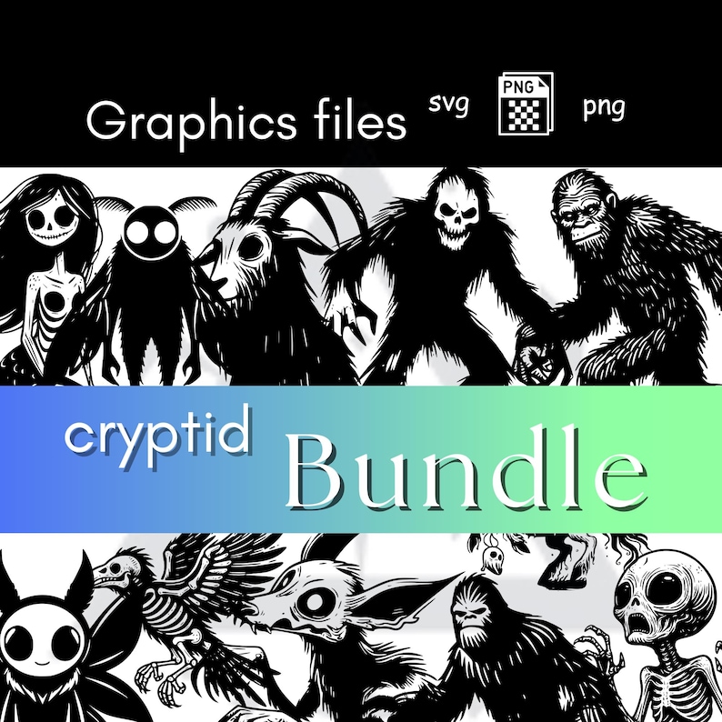 Cryptid Graphics Bundle_ PNG SVG Vector for T-shirts, Vinyl, Engravings ...