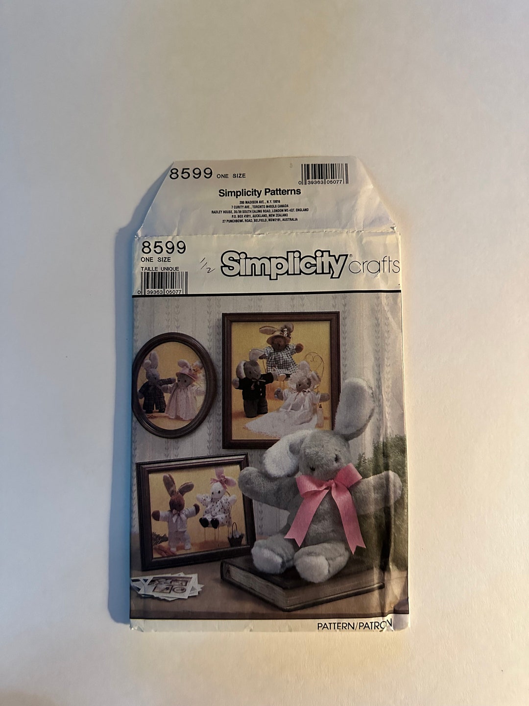 Simplicity 8599 Craft Pattern Stuffed Bunny and Clothes- Vintage- Uncut ...