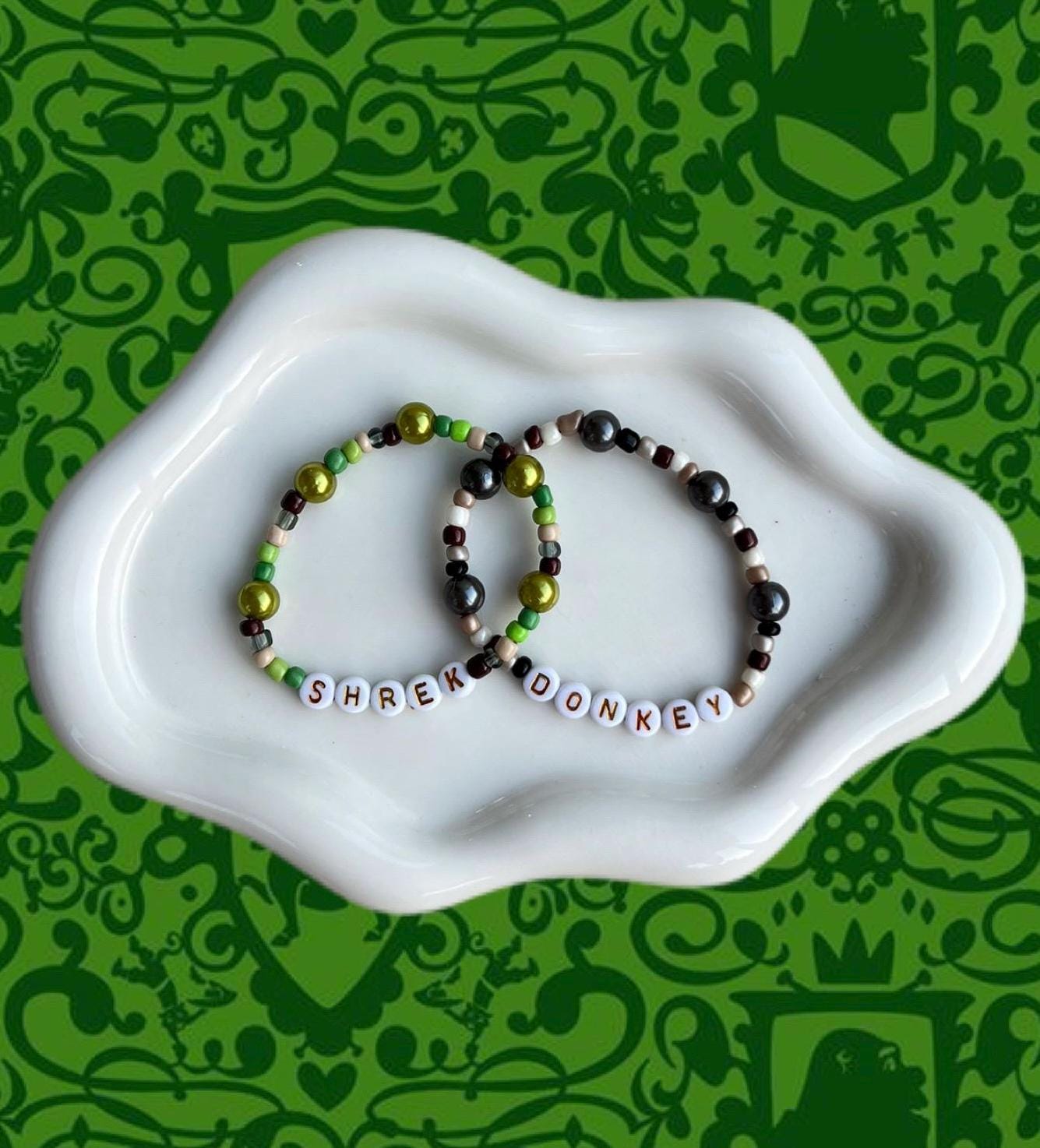 Shrek and Donkey BFF Handmade Beaded Bracelets - Etsy