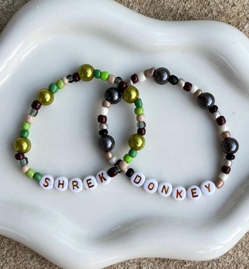 Shrek and Donkey BFF Handmade Beaded Bracelets - Etsy
