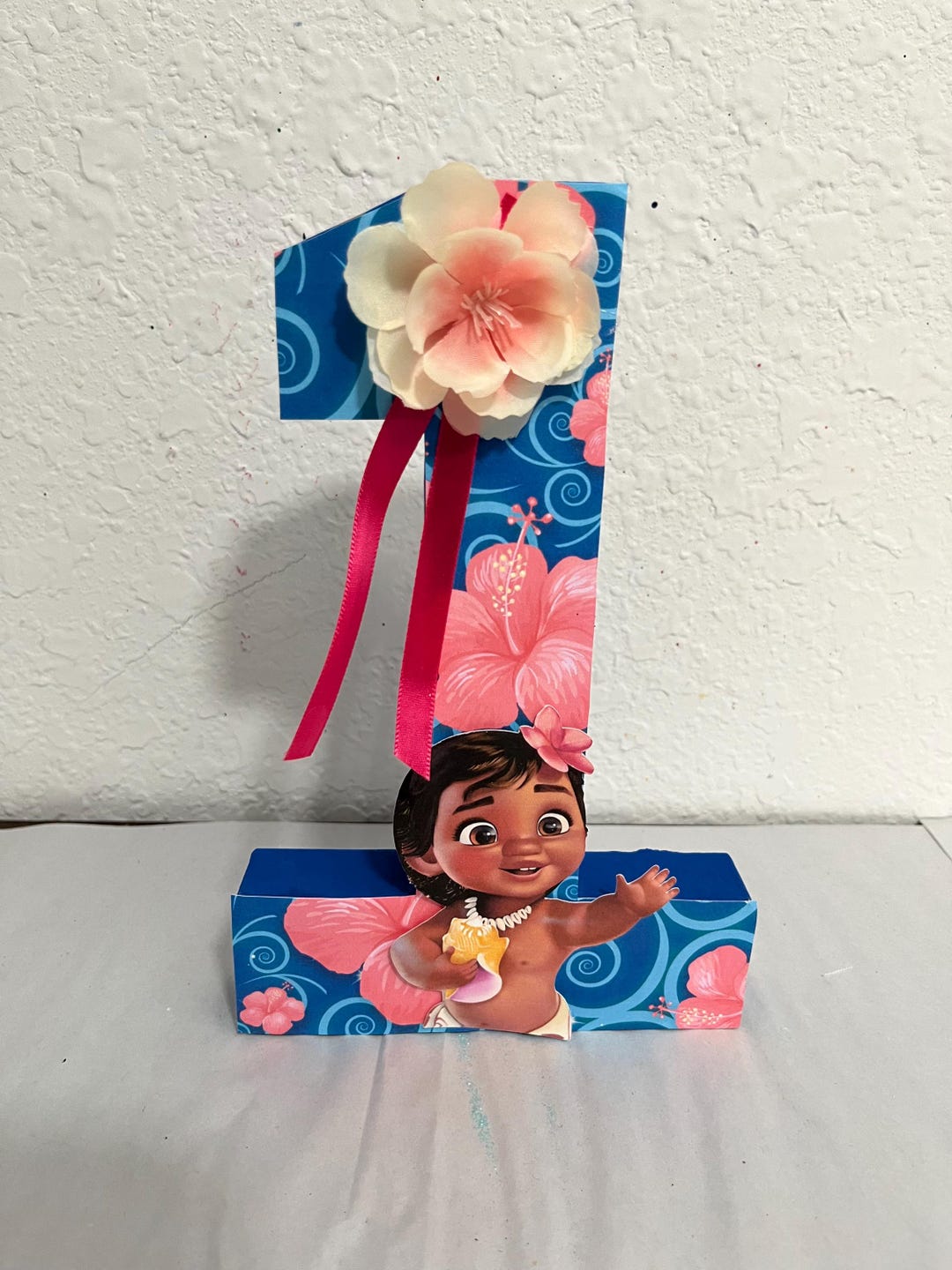 Baby Moana Decorated Birthday Number, Baby Moana Birthday Centerpiece ...
