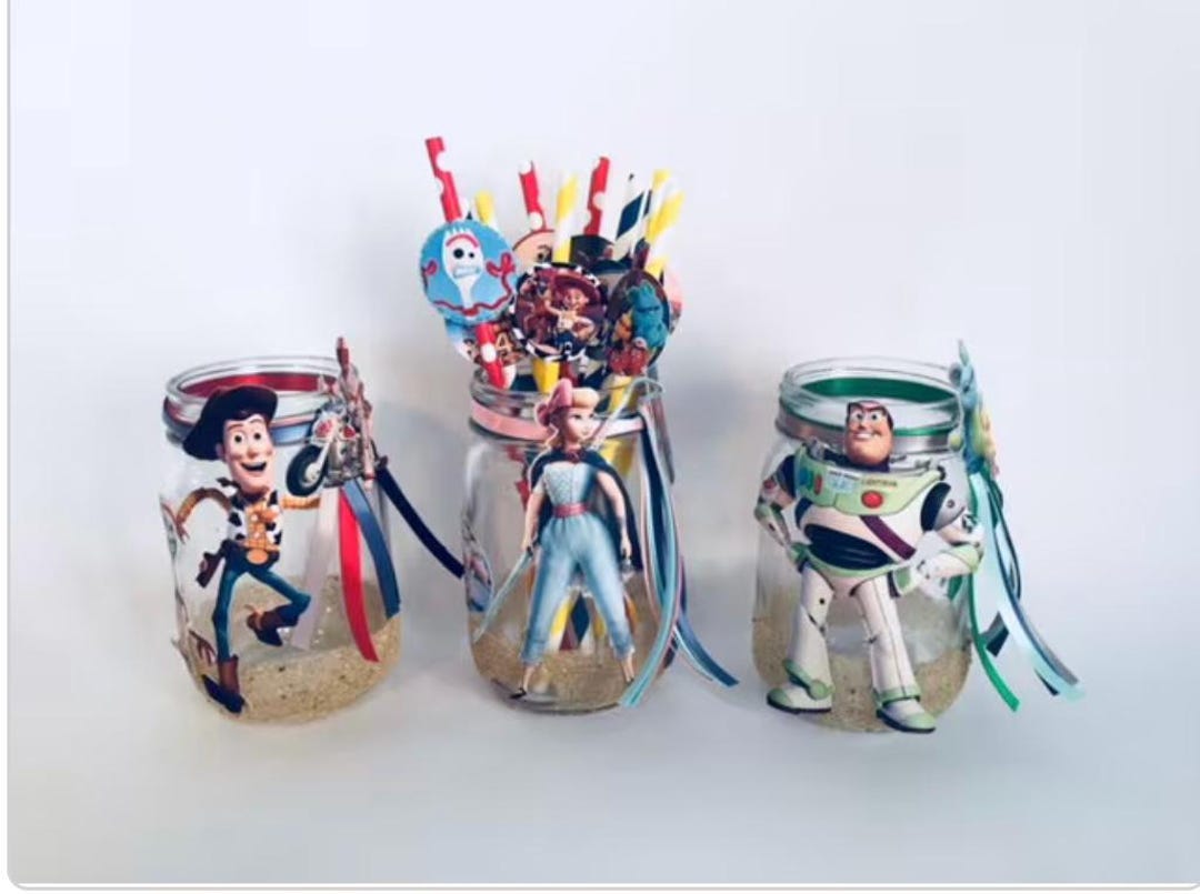 Toy Story Custom Jars, Toy Story Birthday, Toy Story Centerpiece, Toy ...