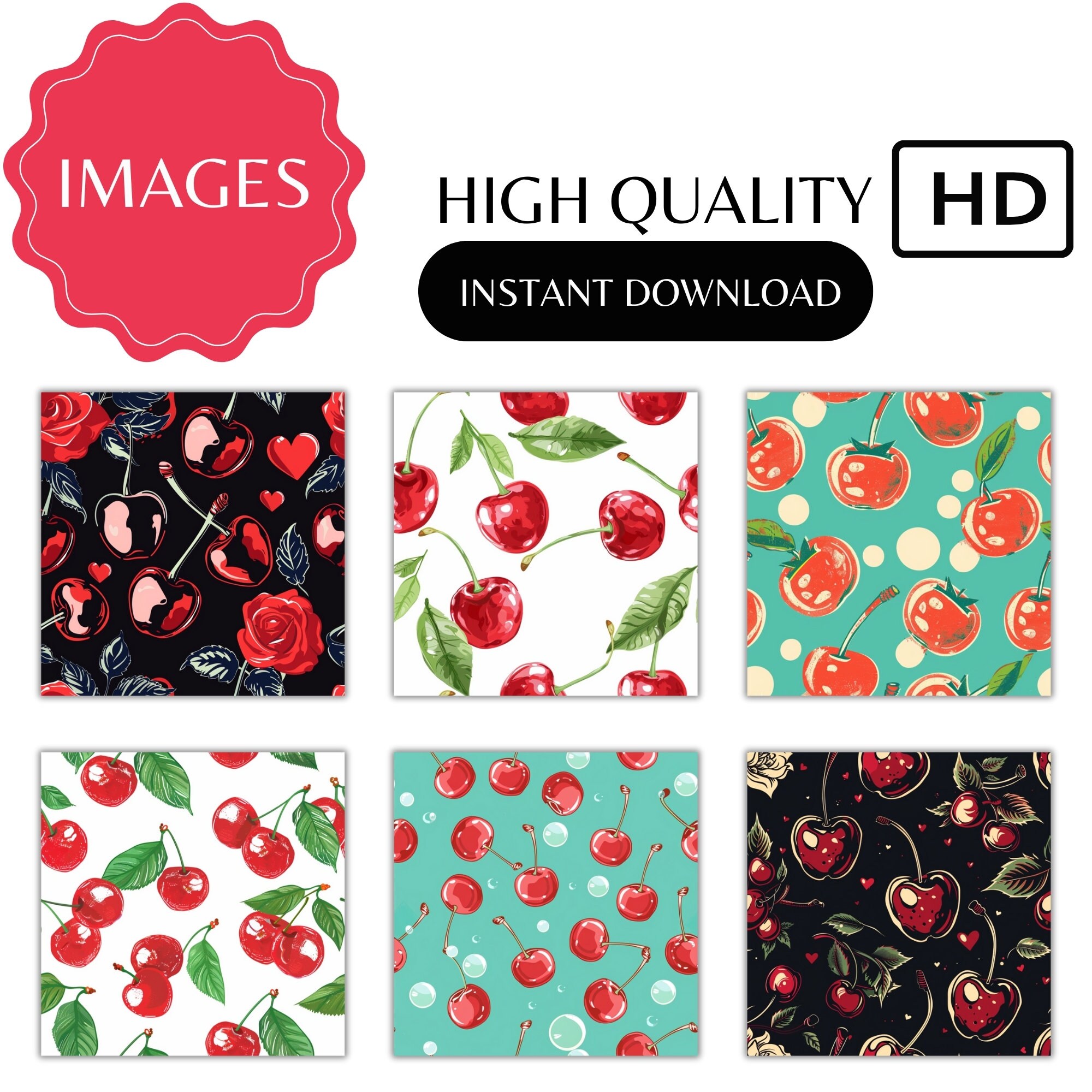 Cherry Seamless Pattern | Summertime Cherries Digital Paper and Prints ...