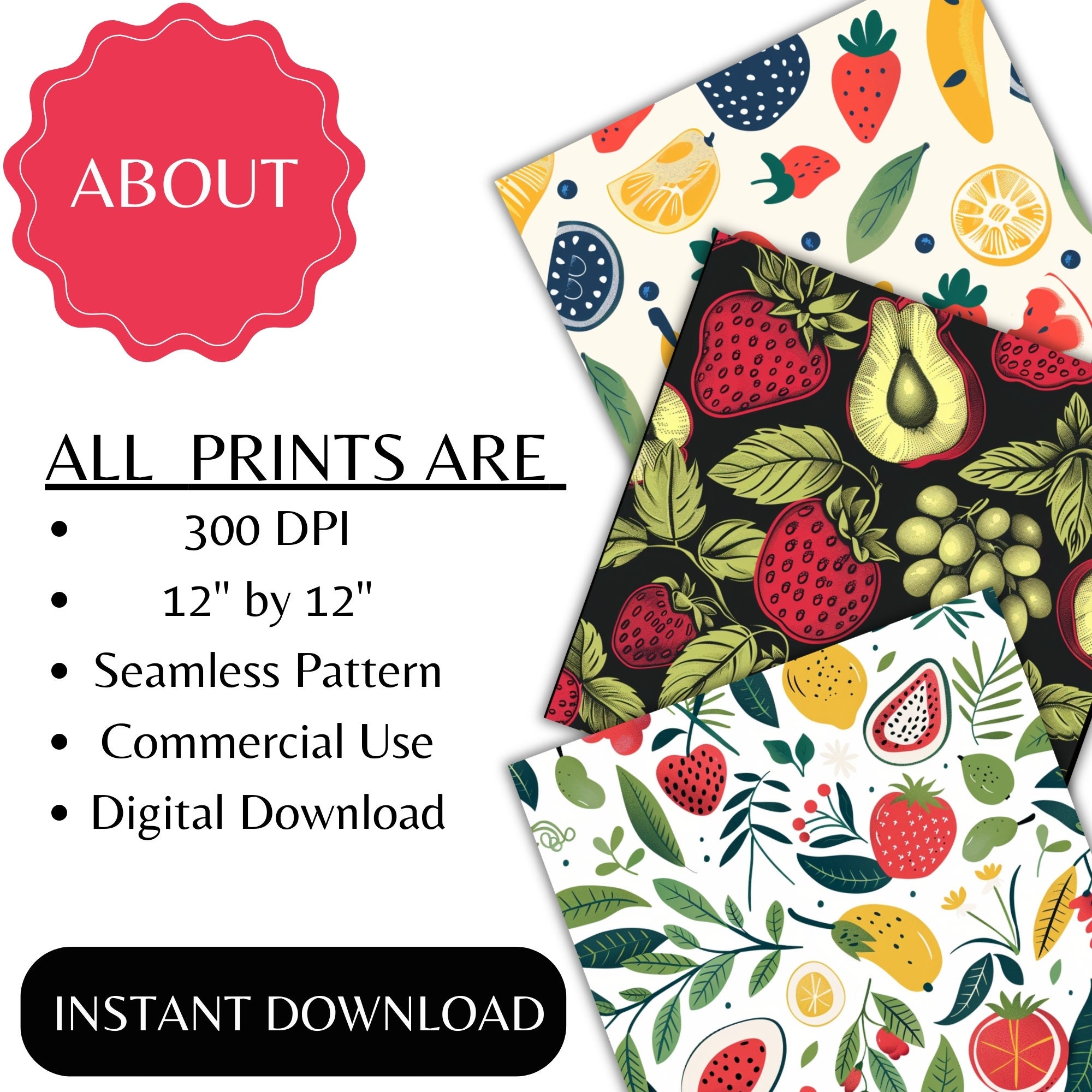 Summer Fresh Fruit Seamless Pattern Collection | Instant Download ...