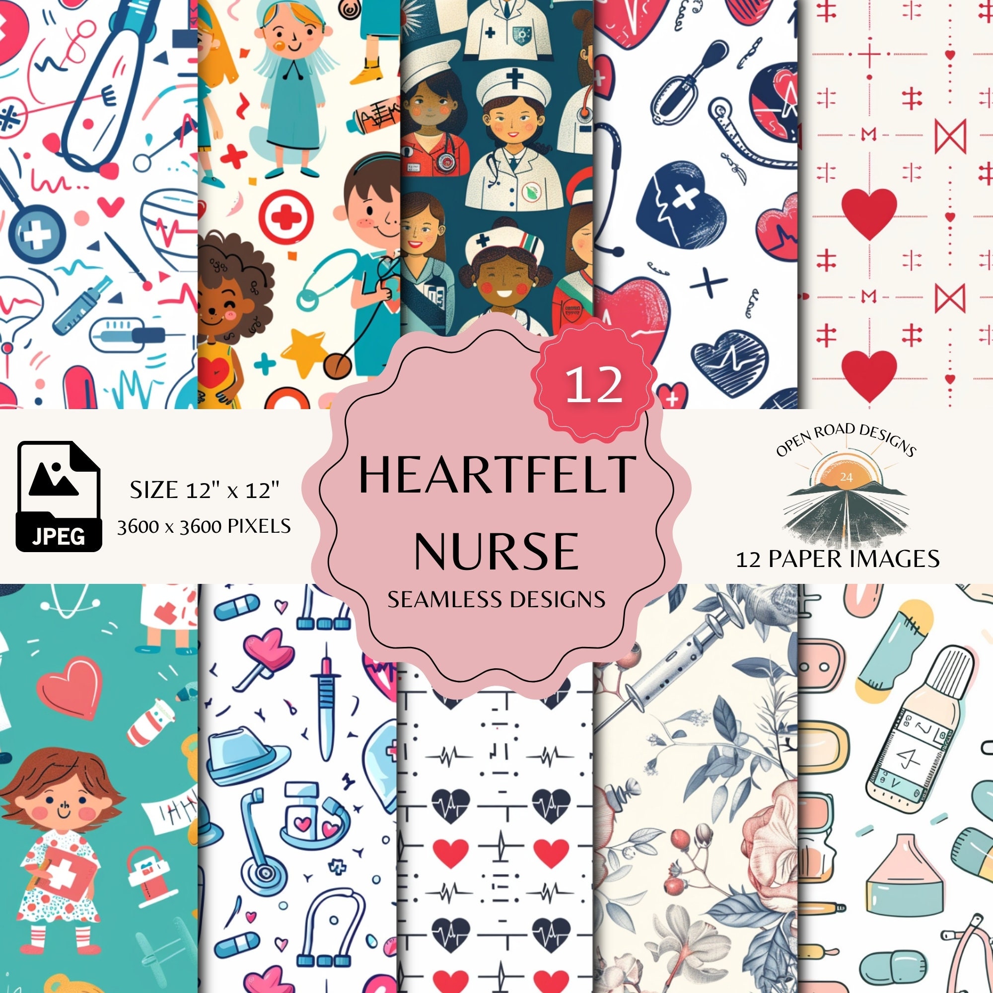 Heartfelt Nurse Care: Whimsical Nurse & Healthcare Patterns Bundle ...
