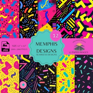 Memphis Design Seamless Pattern | Retro Pop Culture Digital Paper and ...