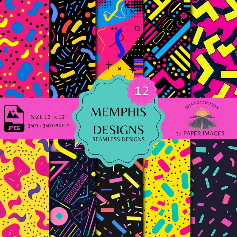 Memphis Design Seamless Pattern | Retro Pop Culture Digital Paper and ...