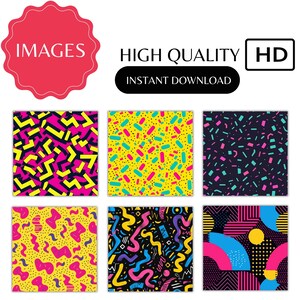 Memphis Design Seamless Pattern | Retro Pop Culture Digital Paper and ...