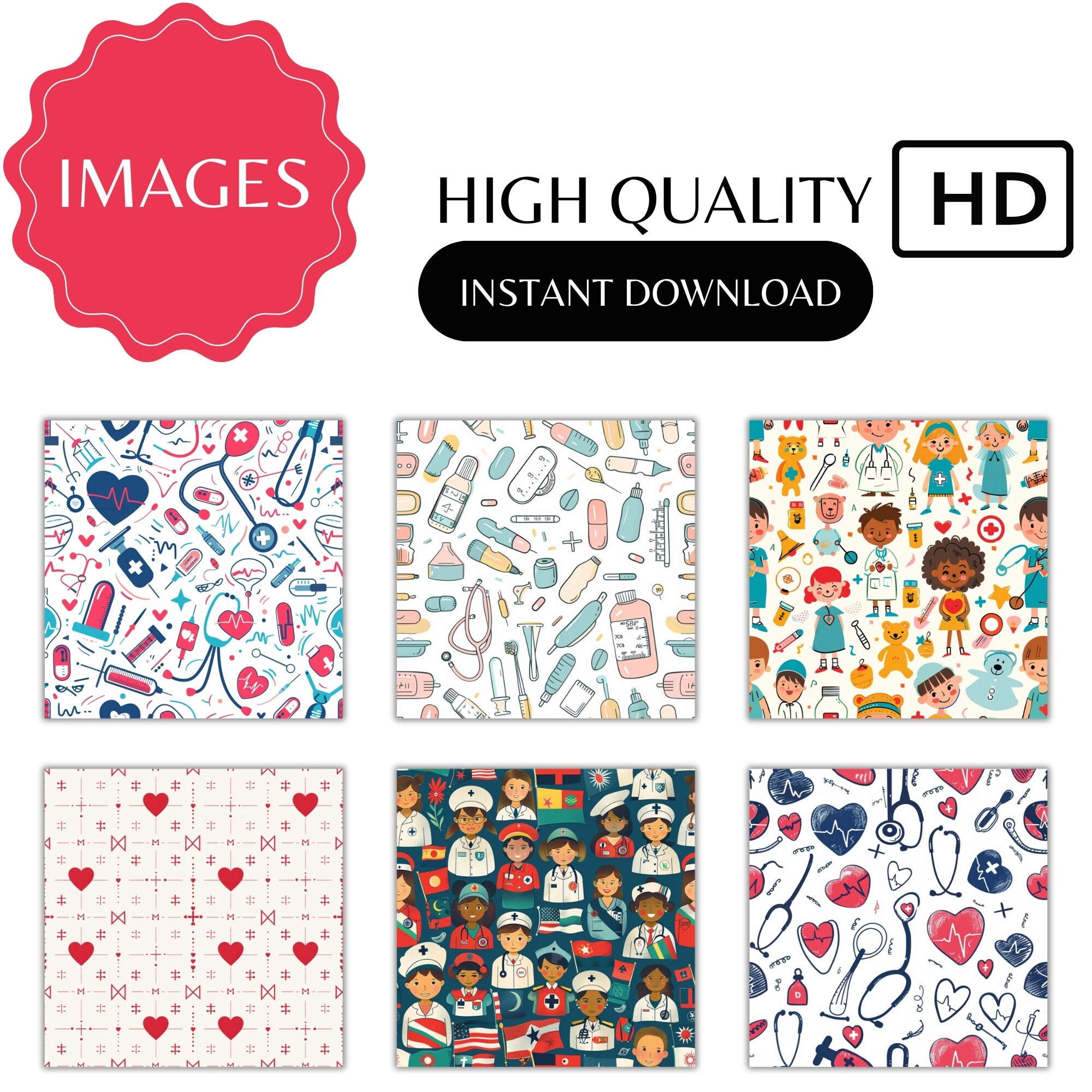 Heartfelt Nurse Care: Whimsical Nurse & Healthcare Patterns Bundle ...