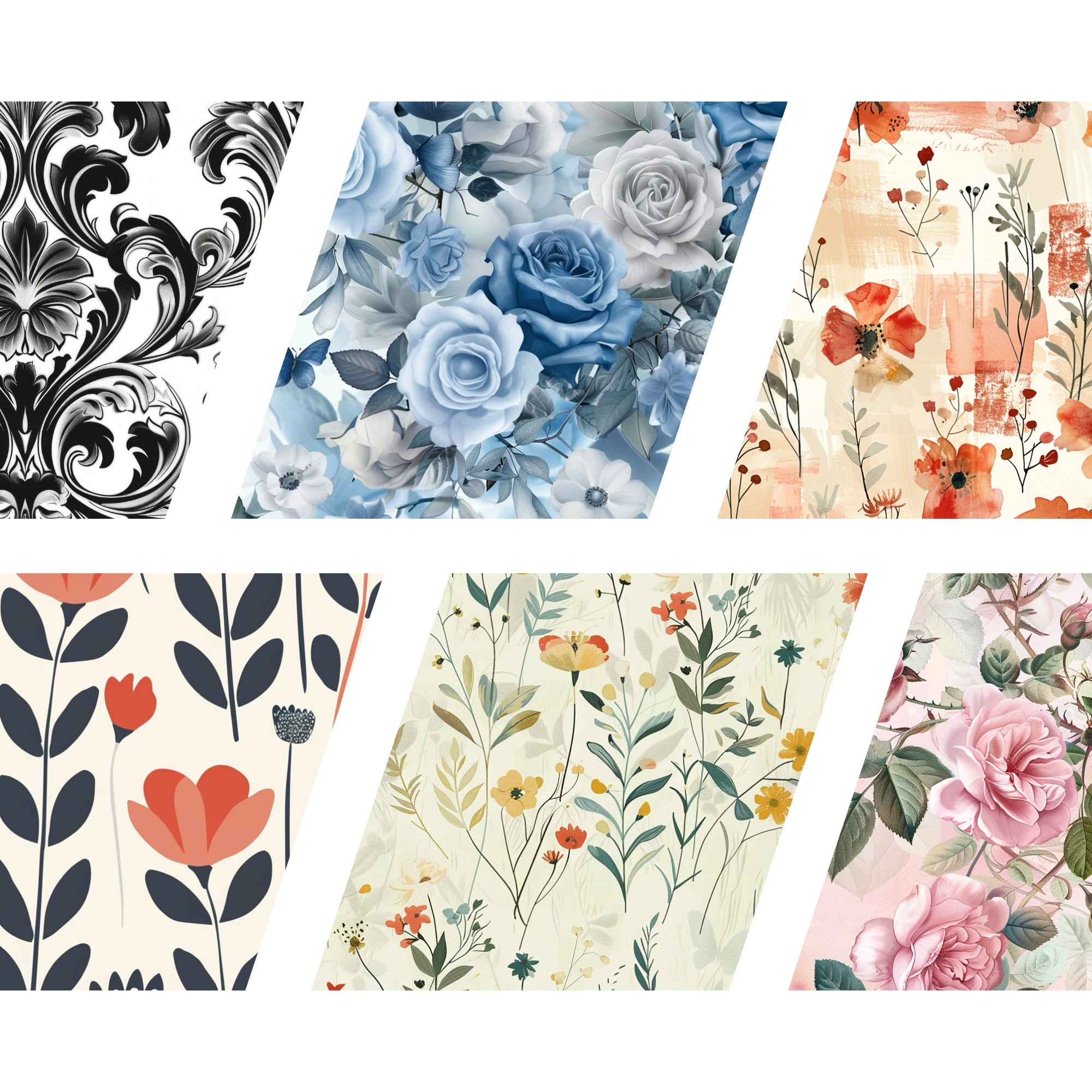 Classic Floral Seamless Patterns Huge Bundle | Seamless Digital Paper ...
