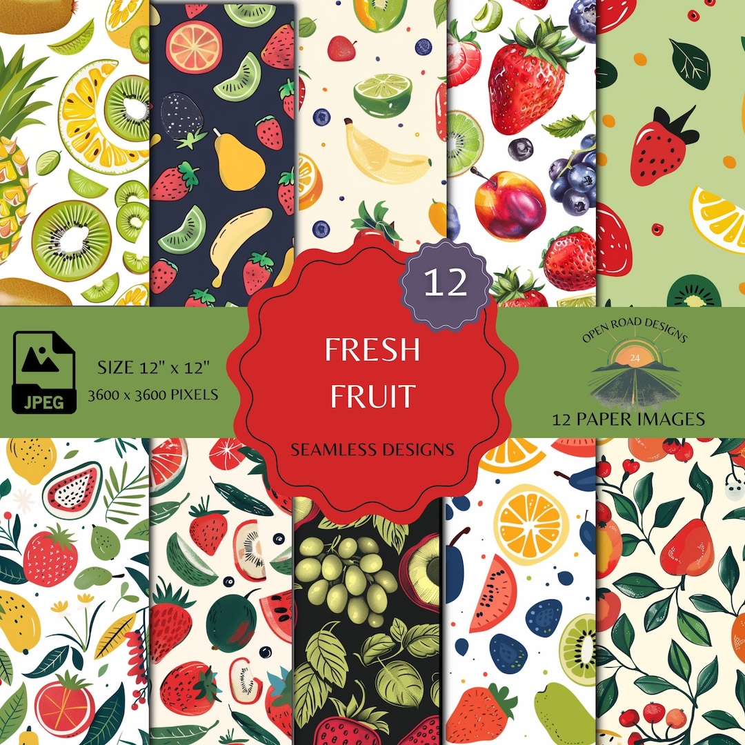 Summer Fresh Fruit Seamless Pattern Collection | Instant Download ...