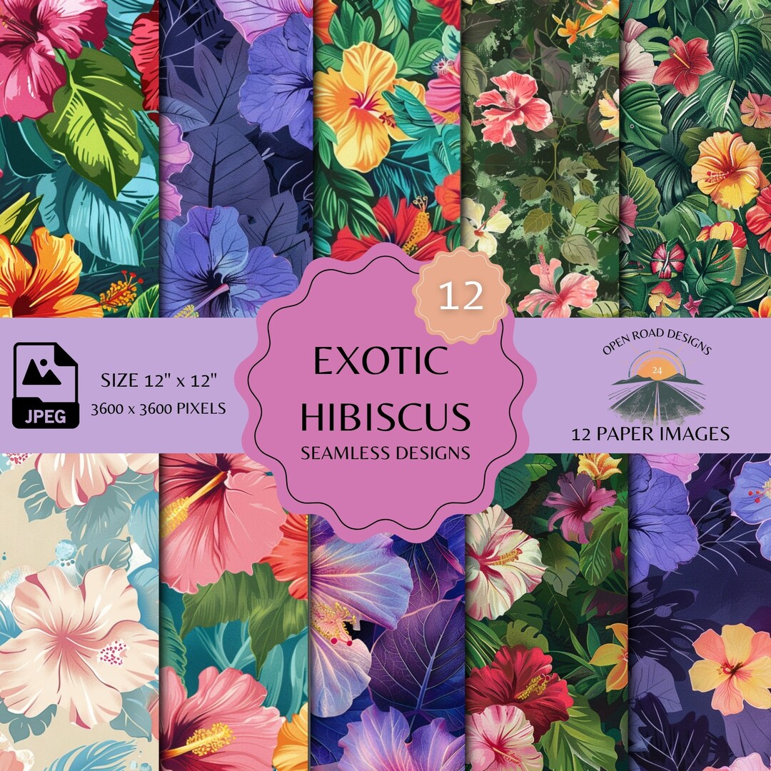 Exotic Hibiscus Paradise: Tropical Floral Patterns for Beachwear & Home ...