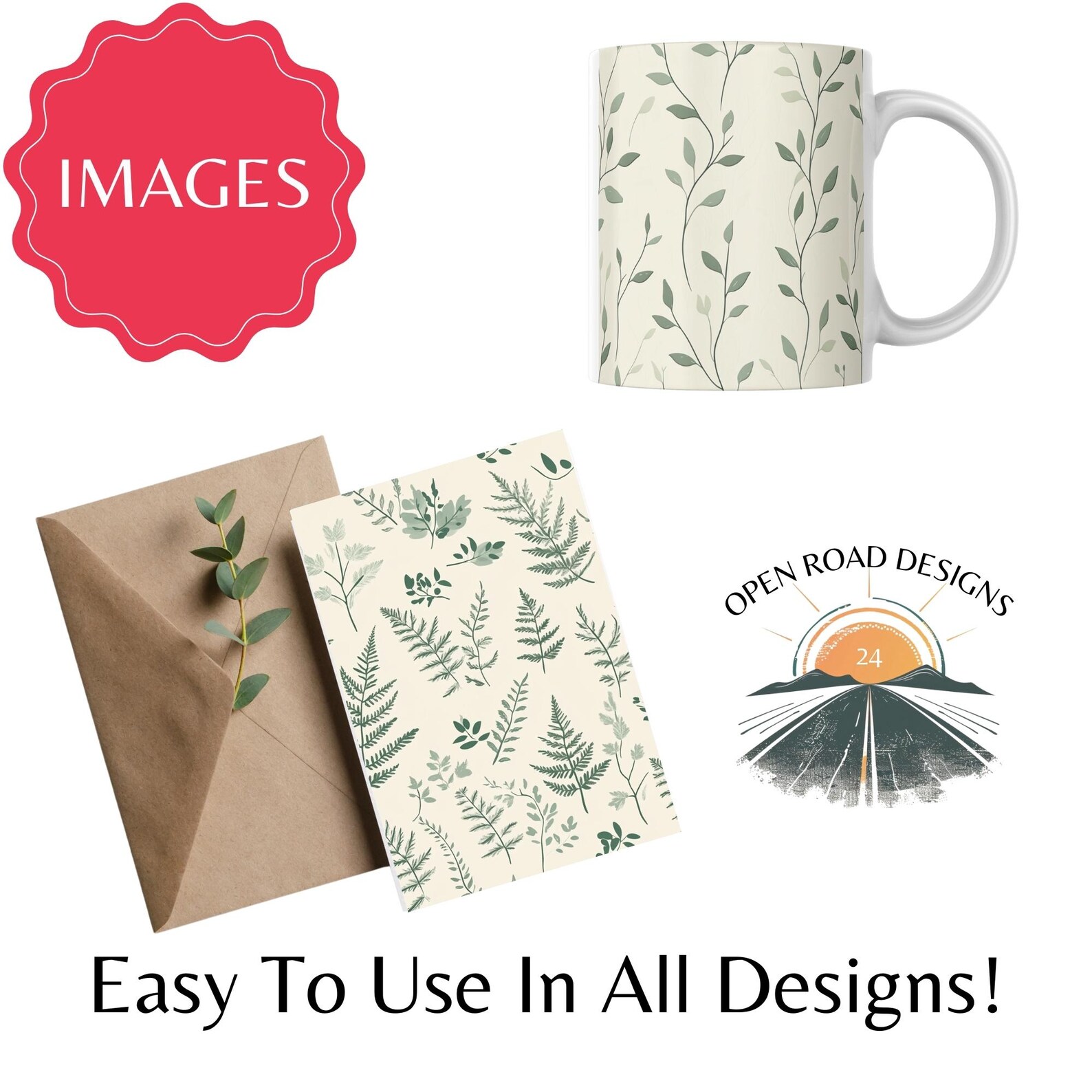 Nature Inspired Line Art Seamless Pattern Collection | Minimalist ...