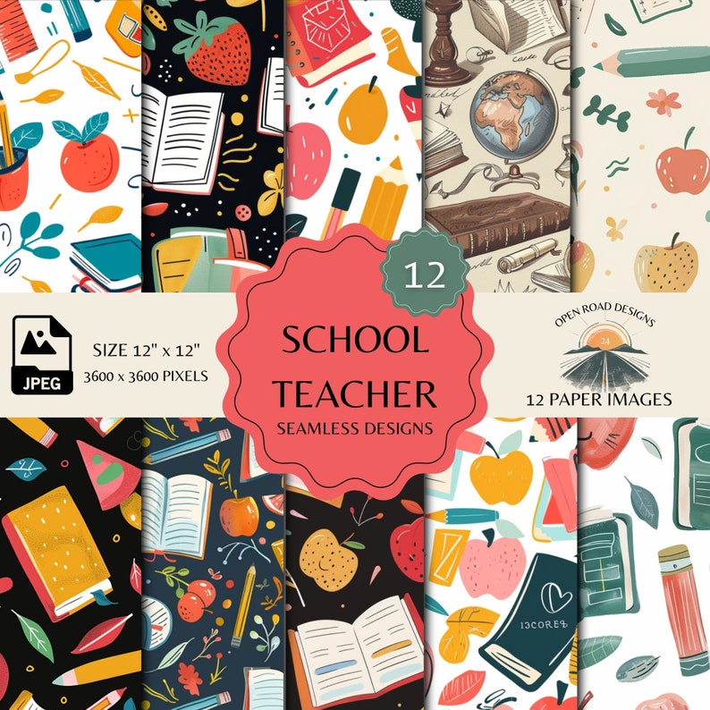 School Teacher Seamless Pattern | Learning in Color: Vibrant Teacher ...