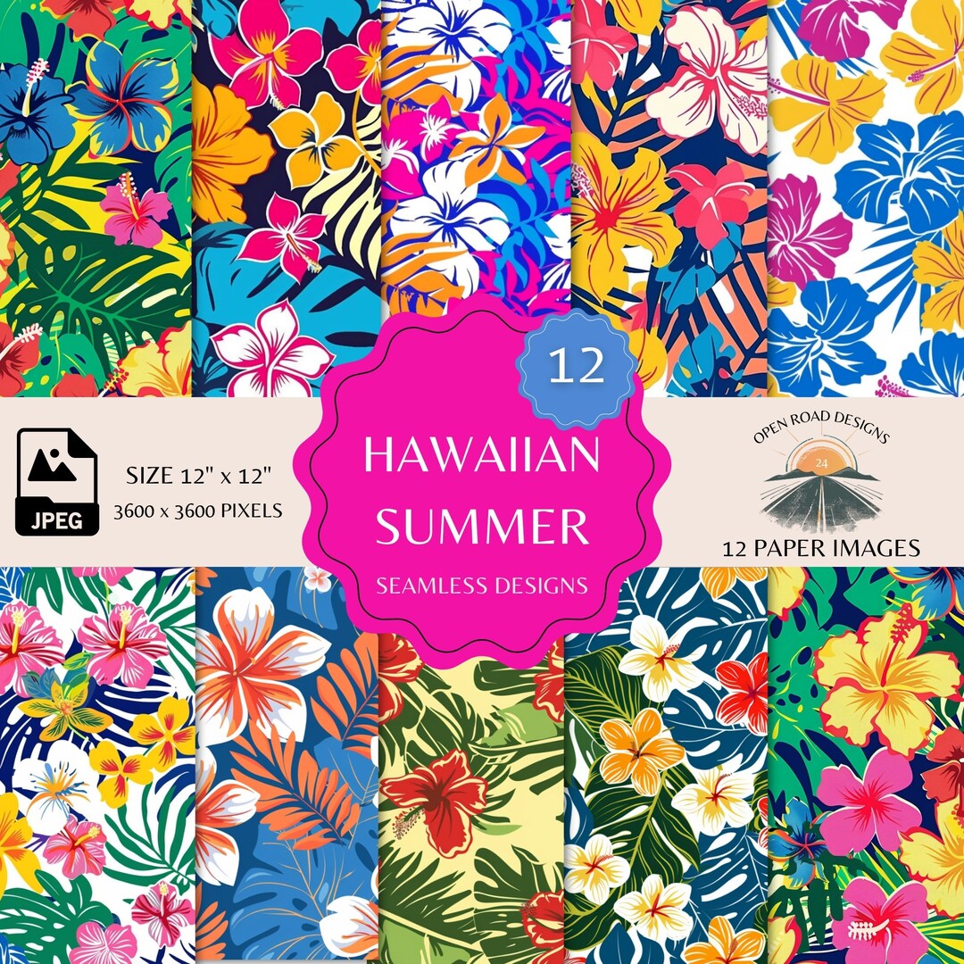 Hawaiian Summer Seamless Patterns - 12 Digital Download Jpegs ...