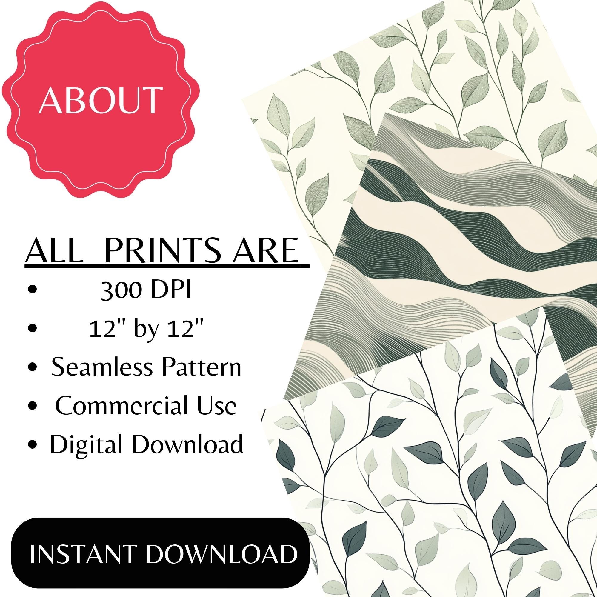 Nature Inspired Line Art Seamless Pattern Collection | Minimalist ...