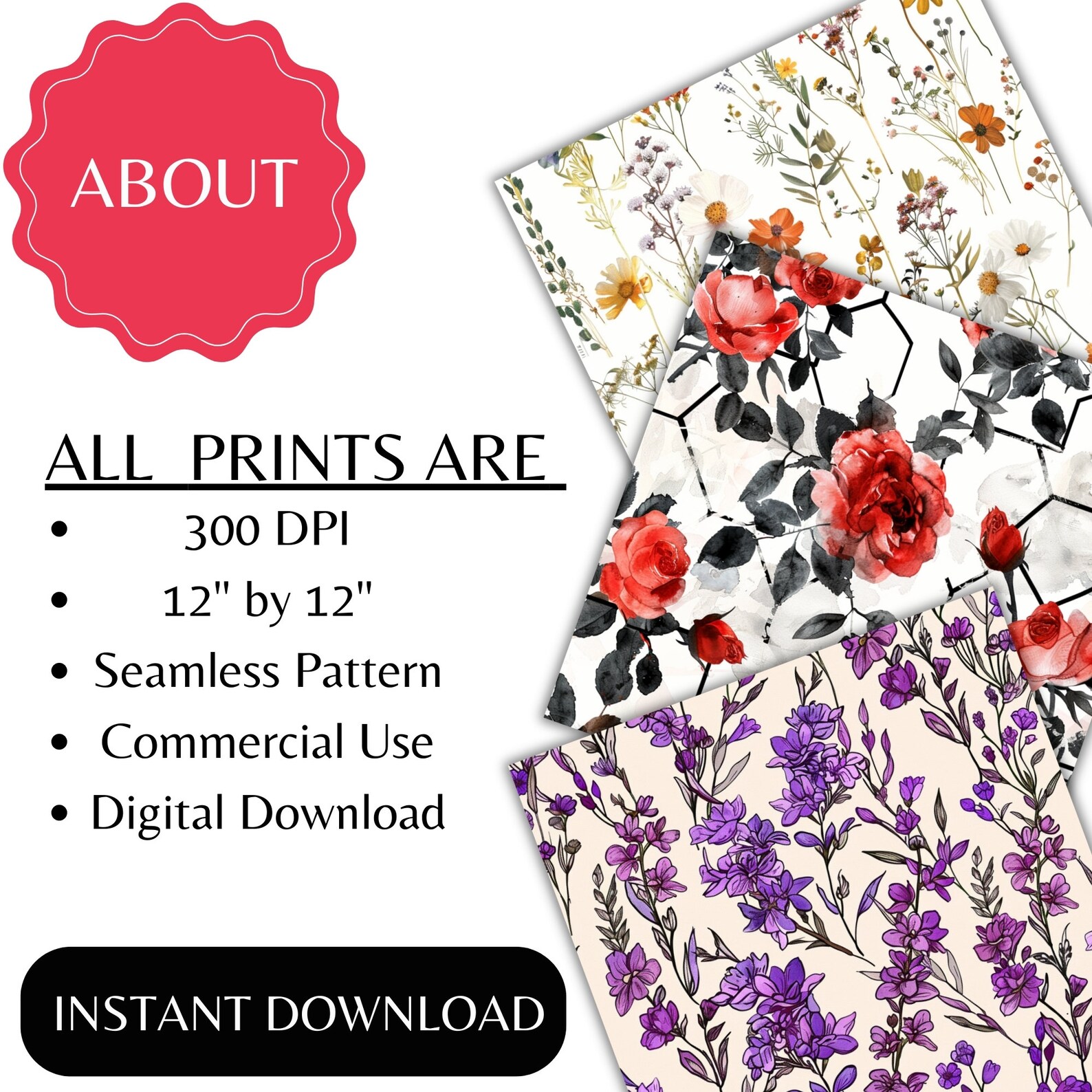Classic Floral Seamless Patterns Huge Bundle Seamless Digital Paper ...