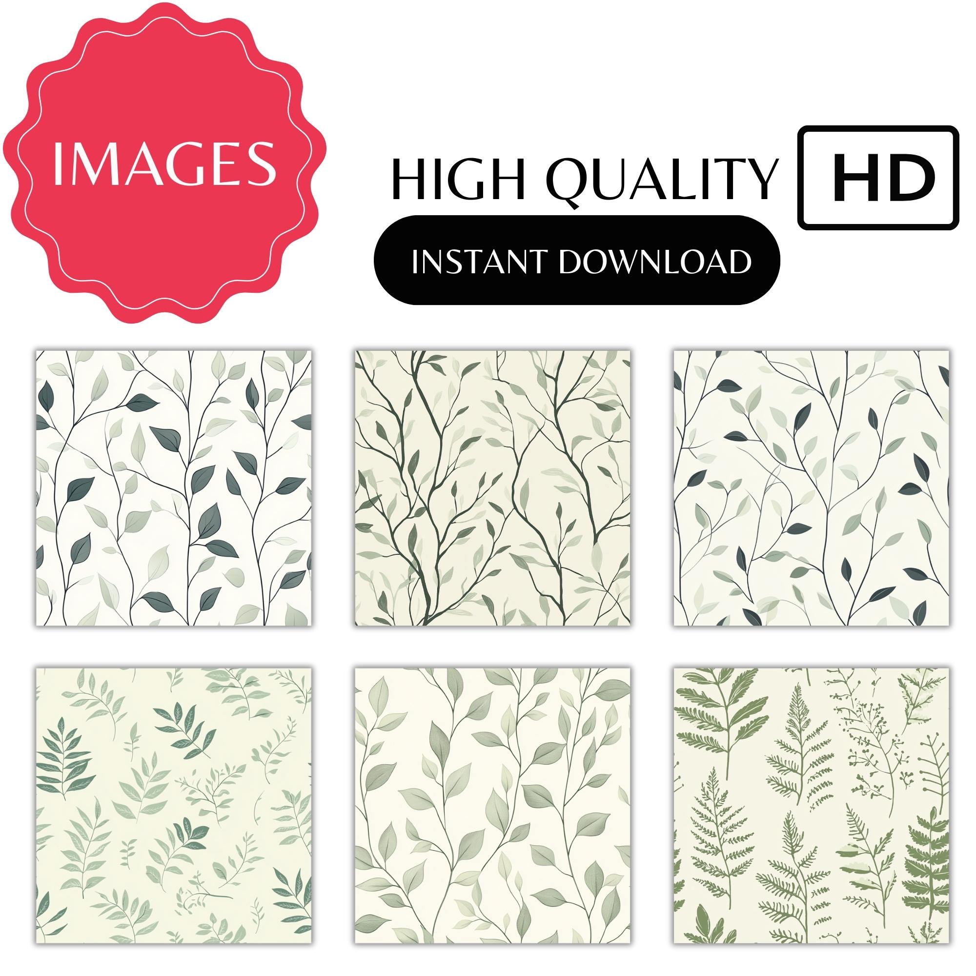 Nature Inspired Line Art Seamless Pattern Collection | Minimalist ...