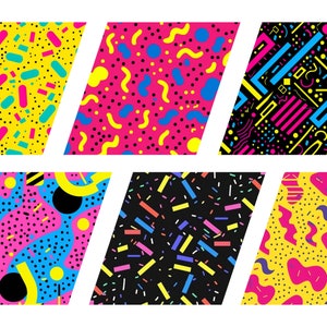 Memphis Design Seamless Pattern Retro Pop Culture Digital Paper and ...