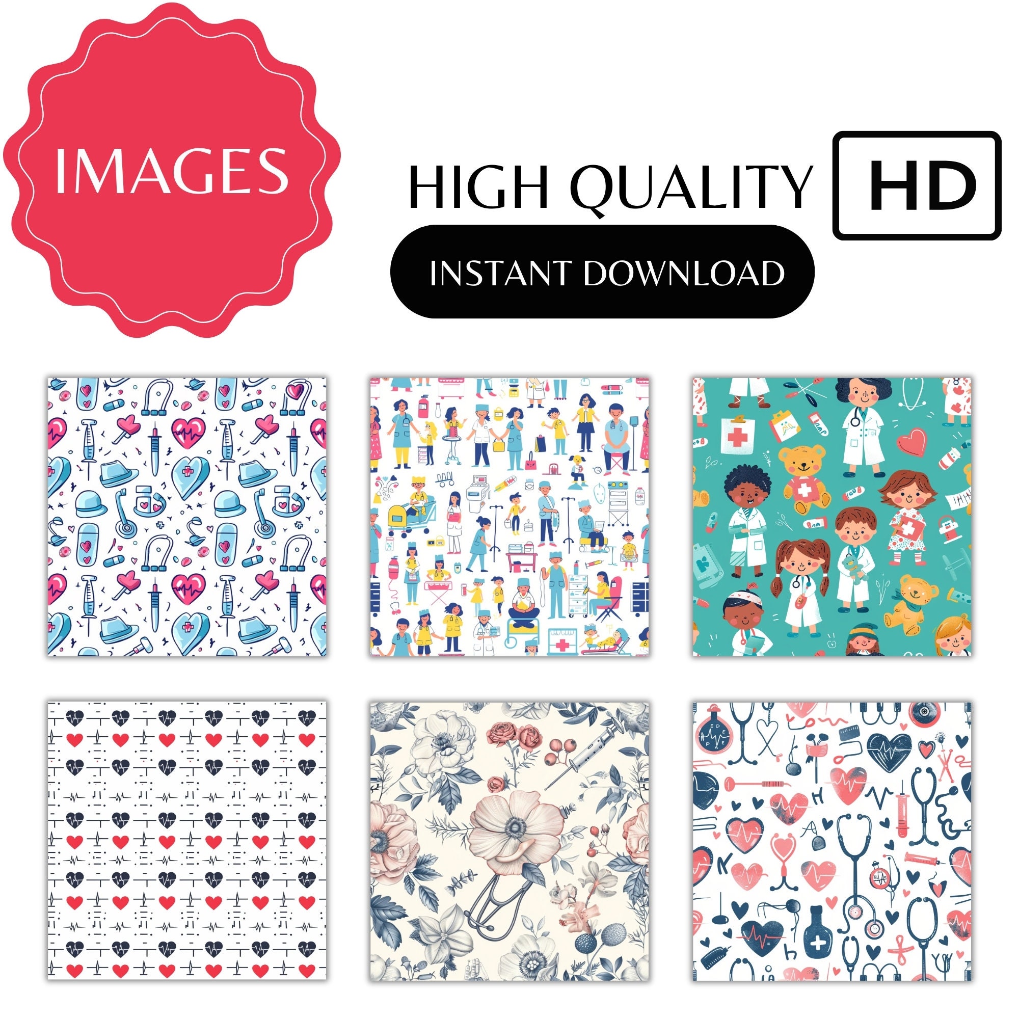 Heartfelt Nurse Care: Whimsical Nurse & Healthcare Patterns Bundle ...