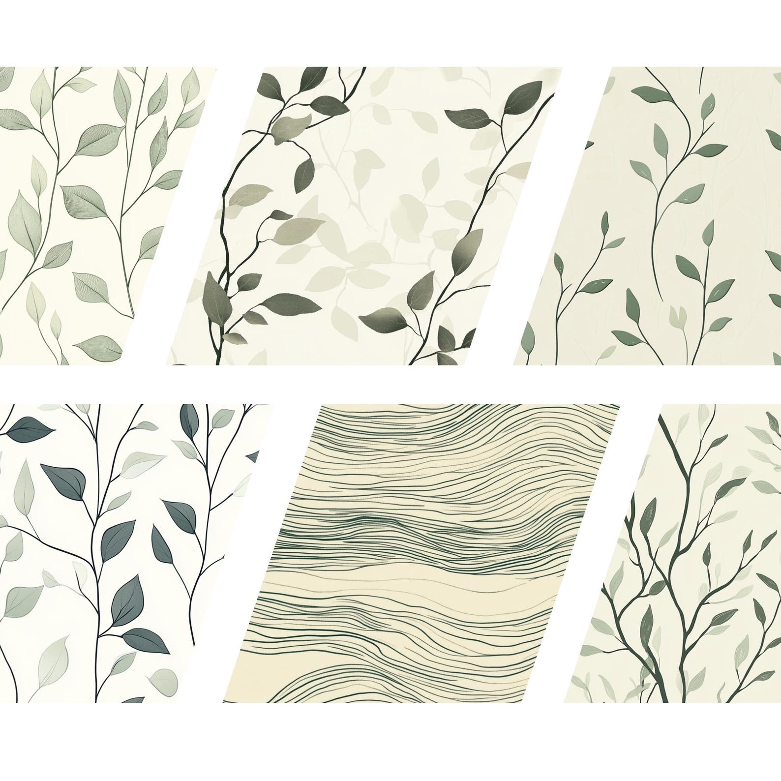 Nature Inspired Line Art Seamless Pattern Collection | Minimalist ...