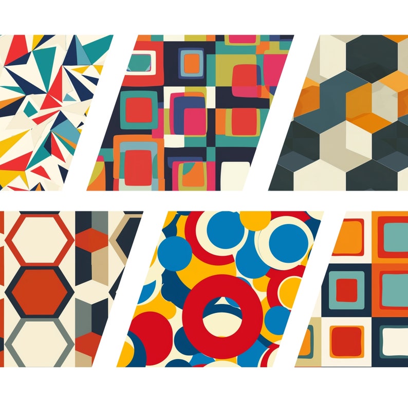 Bold Geometric Shapes Seamless Digital Patterns Triangles, Squares ...