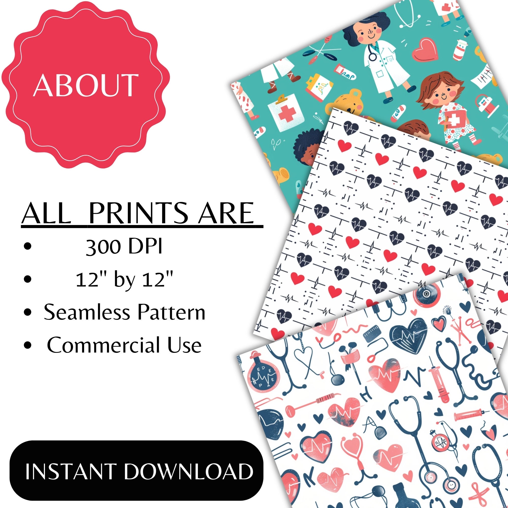Heartfelt Nurse Care: Whimsical Nurse & Healthcare Patterns Bundle ...