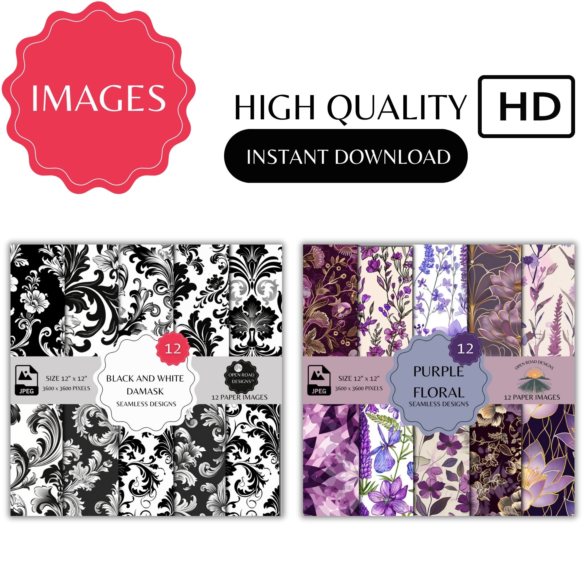 Classic Floral Seamless Patterns Huge Bundle | Seamless Digital Paper ...