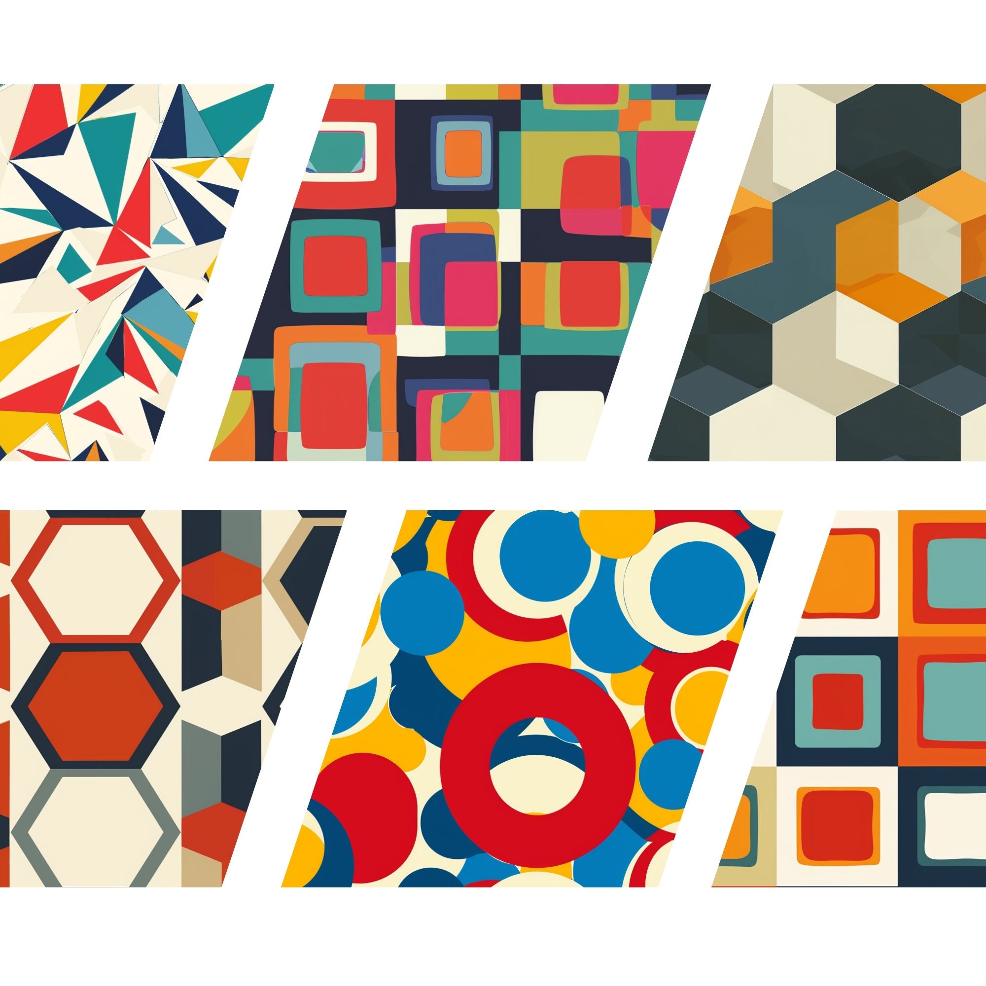 Bold Geometric Shapes Seamless Digital Patterns Triangles, Squares ...