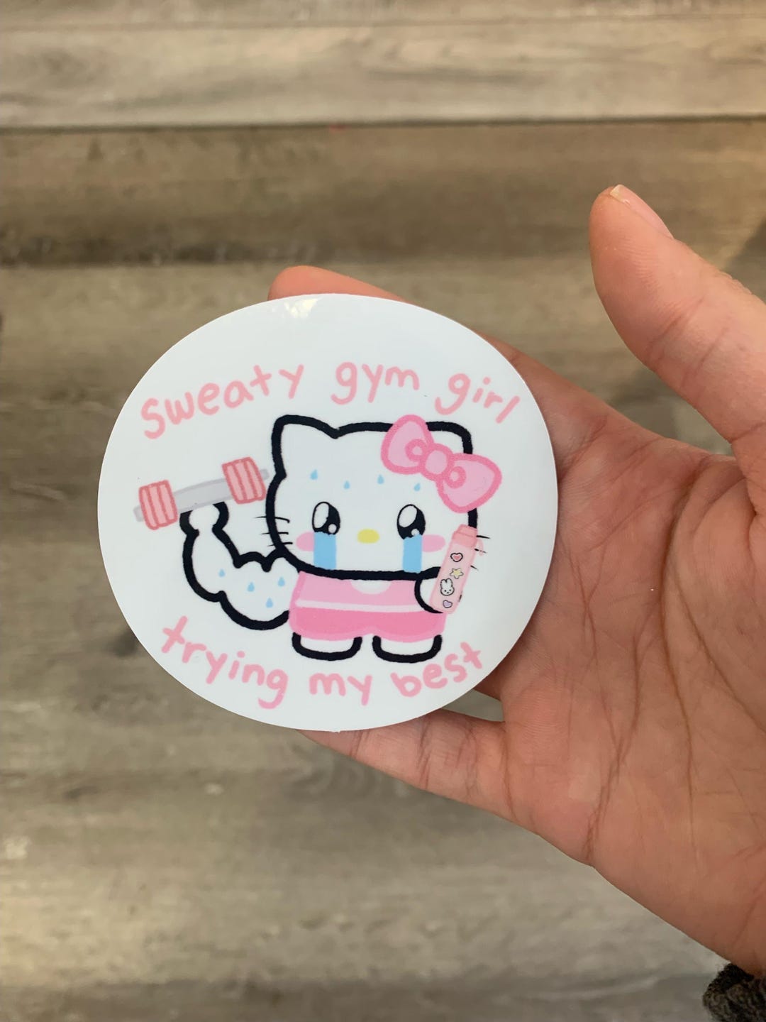 Hello Kitty Gym Sticker - Etsy