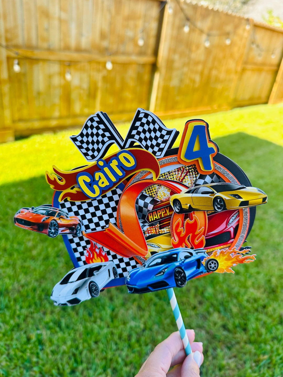 Racing Cake Topper/ Custom Cake Topper/ Cars Cake Topper/ Wheels Cake ...