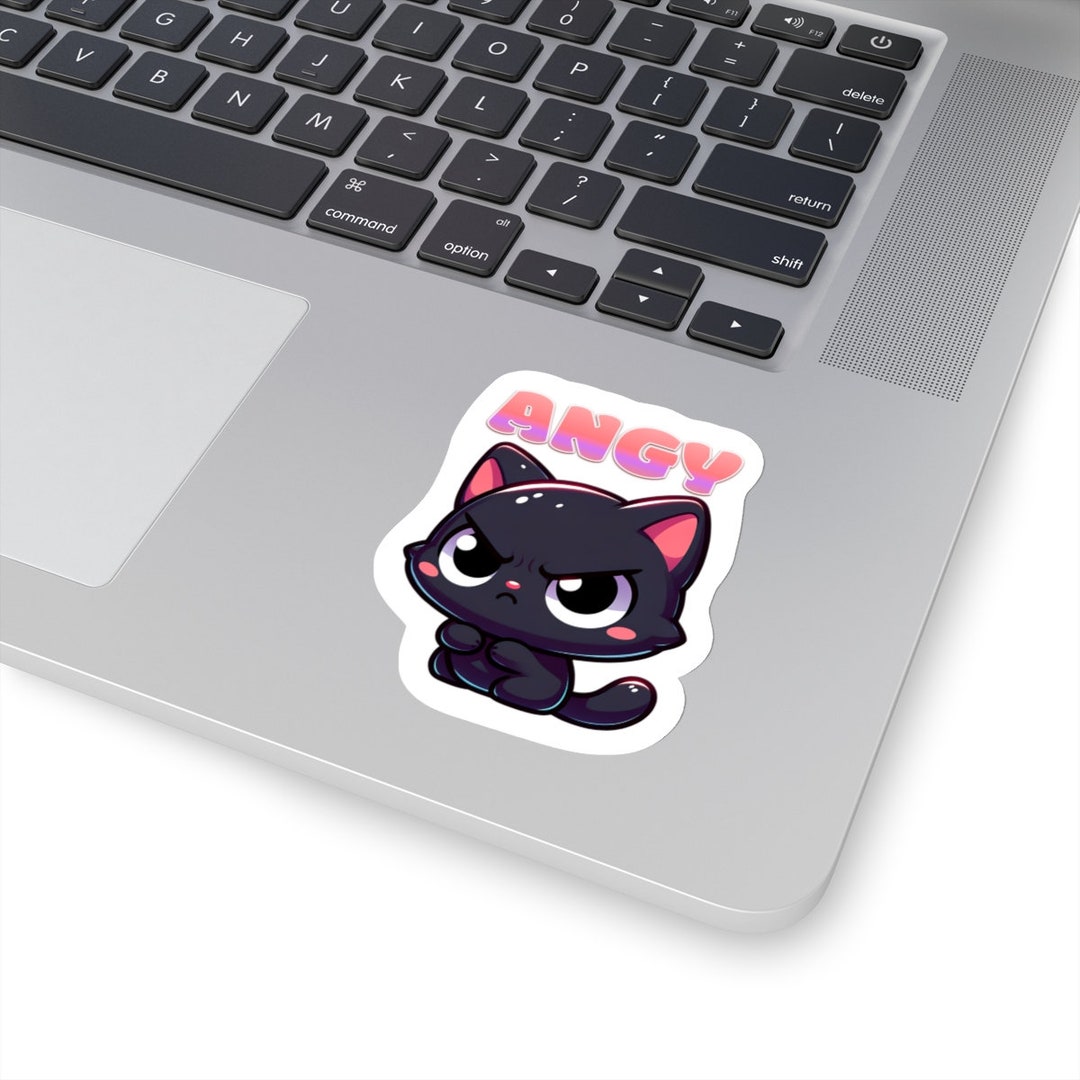 Angy Black Cute Cat Sticker - Etsy