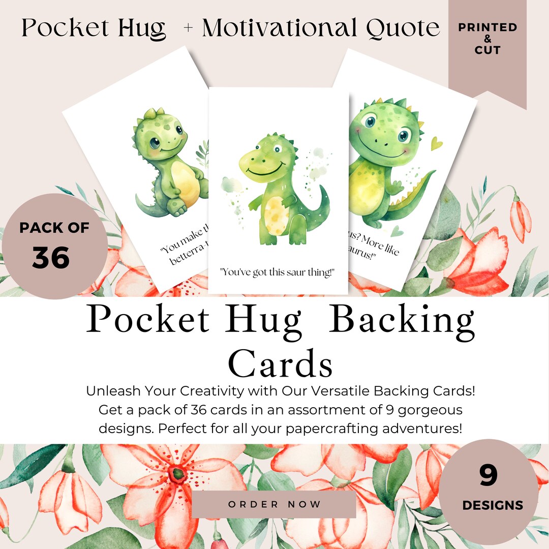 Pocket Hug Backing Cards jurassic Pals 36 Pack Prehistoric Backing ...