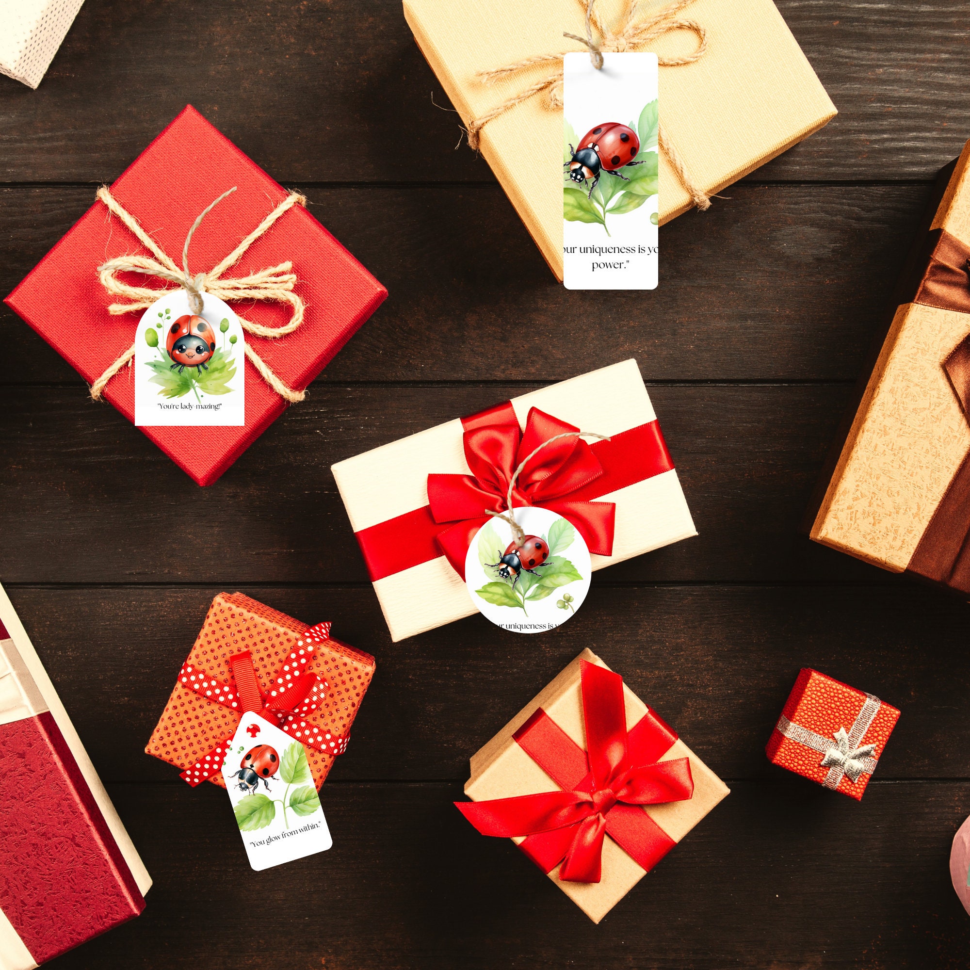 Set of 50 Ladybug Gift Tags Cute & Lucky Labels for Birthdays and ...