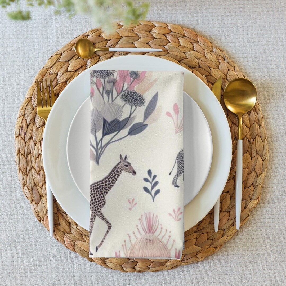 Safari Floral Napkin Set – South African Wildlife Cloth Napkin With ...