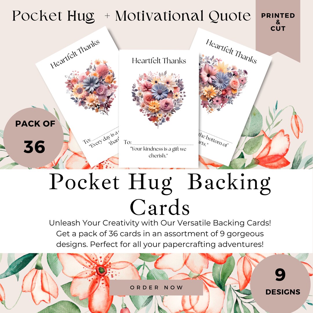 Pocket Hug Backing Cards heartfelt Thanks 36 Pack Sturdy Cardstock With ...