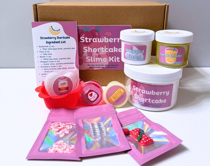 DIY Strawberry Shortcake Slime Kit - Snow Fizz, Clear, and Butter Slime ...