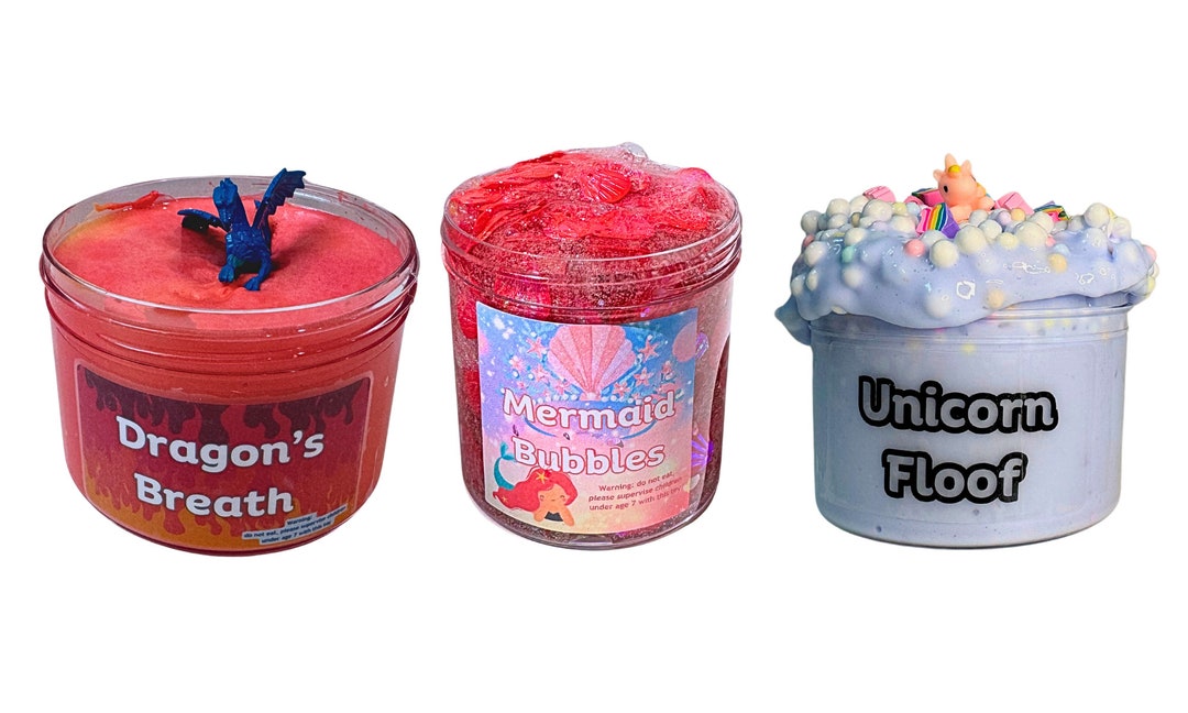 Mythical Creatures Slime Pack Unicorn Floof Purple Floam Slime, Dragon ...